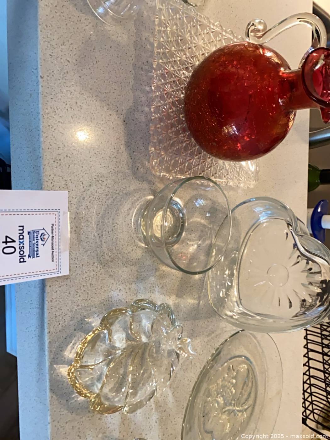 Assorted clear and red glass serveware 7-piece | Maxsold