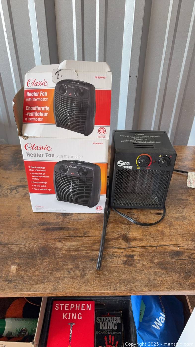 Classic heater fan with thermostat & Super Furnace mini space heater ...
