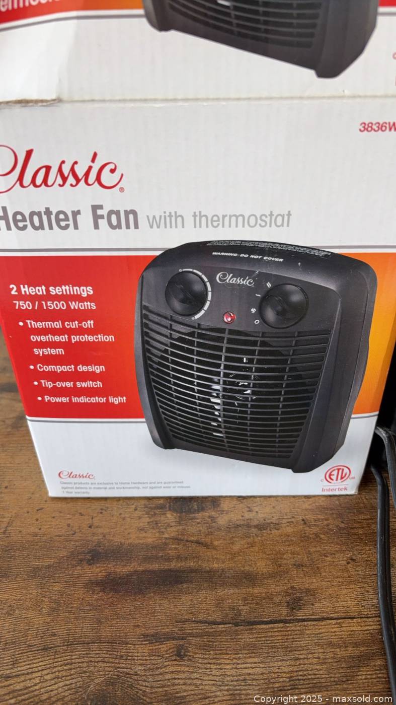 Classic heater fan with thermostat & Super Furnace mini space heater ...