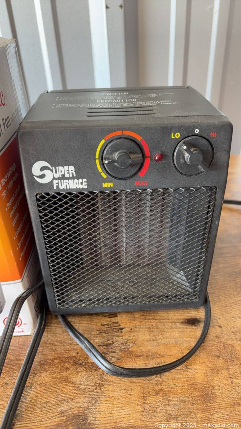 Classic heater fan with thermostat & Super Furnace mini space heater ...