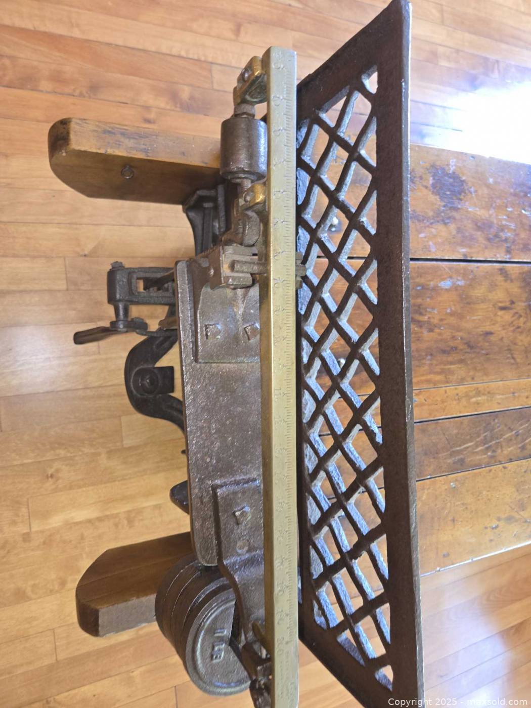 Antique wood and cast-iron grain scale cart | Maxsold