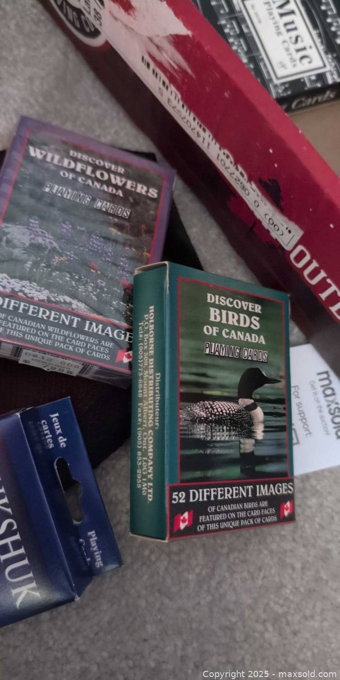 Playing cards, score pads, Scrabble books, suit-shape coasters | Maxsold