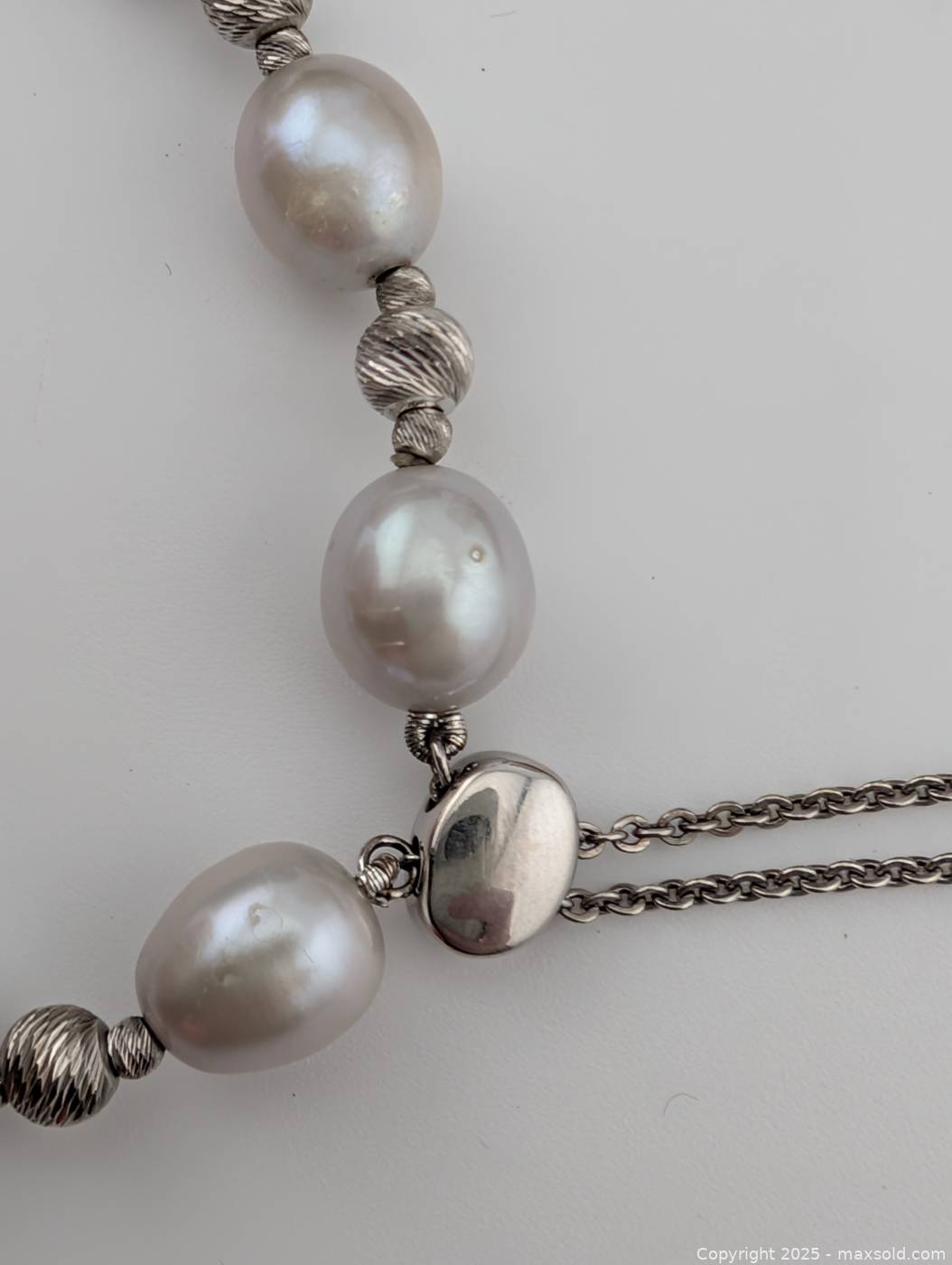 Pearl Bolo Bracelet, Black Stone Necklace & Bracelet With Boxes | Maxsold