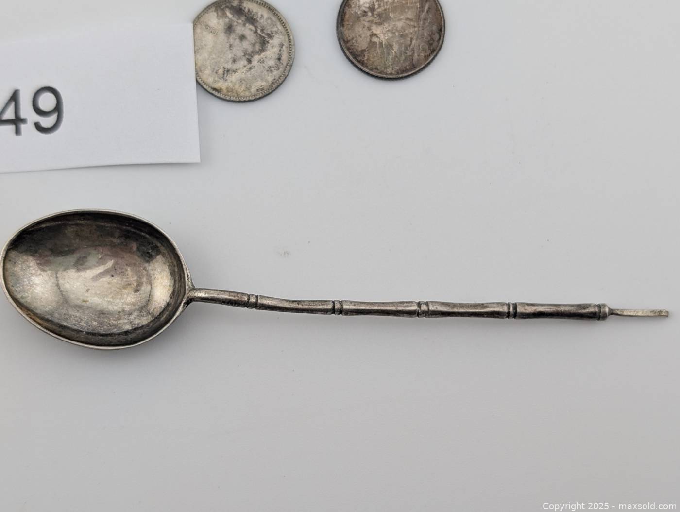 Stamped Silver Bowl, Sterling Spoon, Canadian Silver Dimes 84g | Maxsold