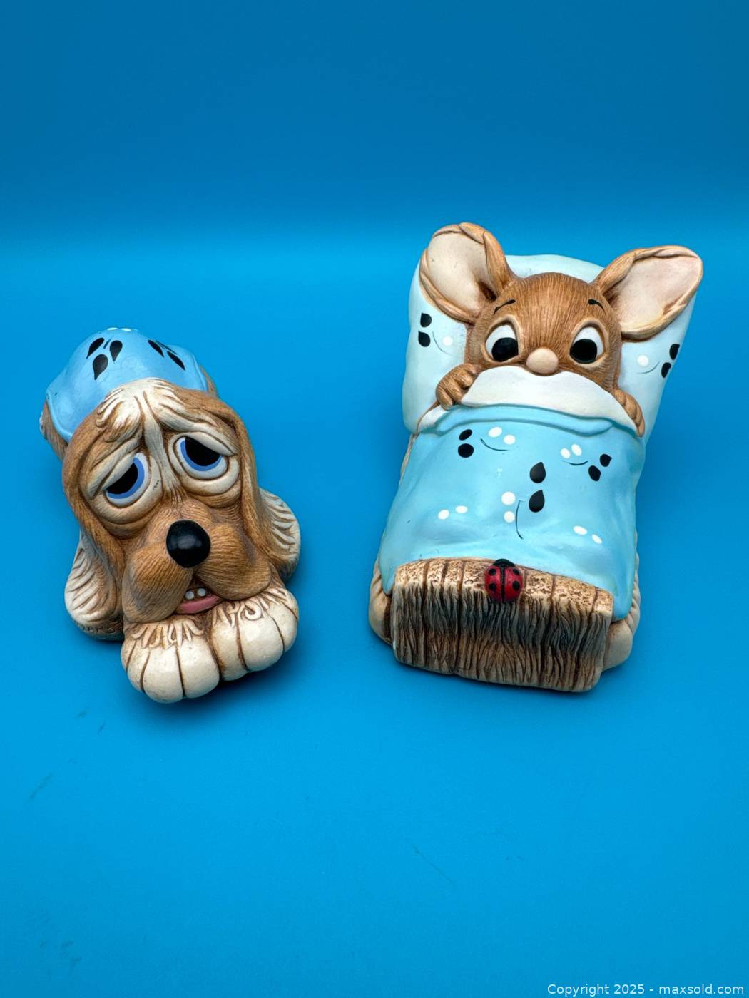 Pendelfin Wakey rabbit & droopy dog figurines | Maxsold