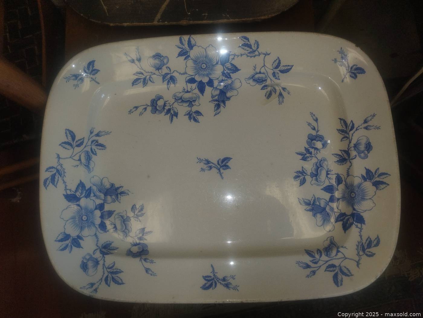 Flow blue rectangular serving platter, 18 in | Maxsold