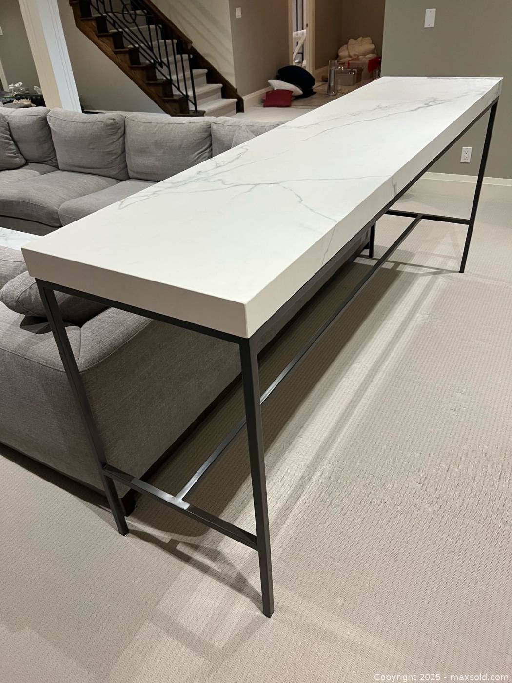 Custom porcelain top bar table with metal base | Maxsold