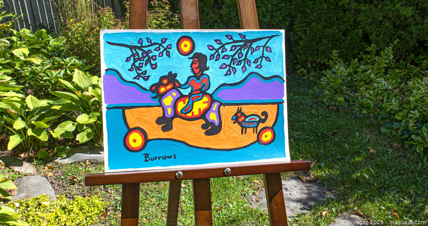 Karl Burrows signed acrylic painting on paper | Maxsold