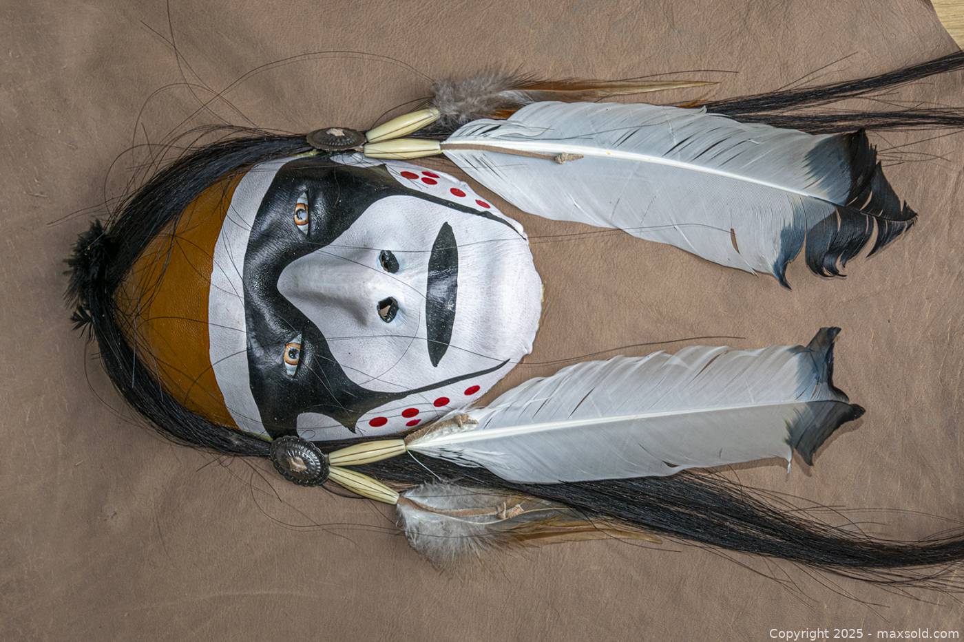 Indigenous rawhide bow wall hanging 33" x 27" | Maxsold