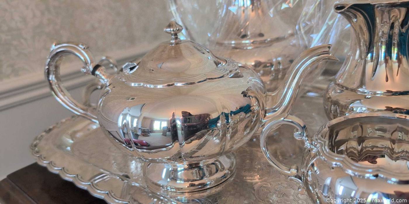Primrose silver-plate tea and coffee service with tray | Maxsold