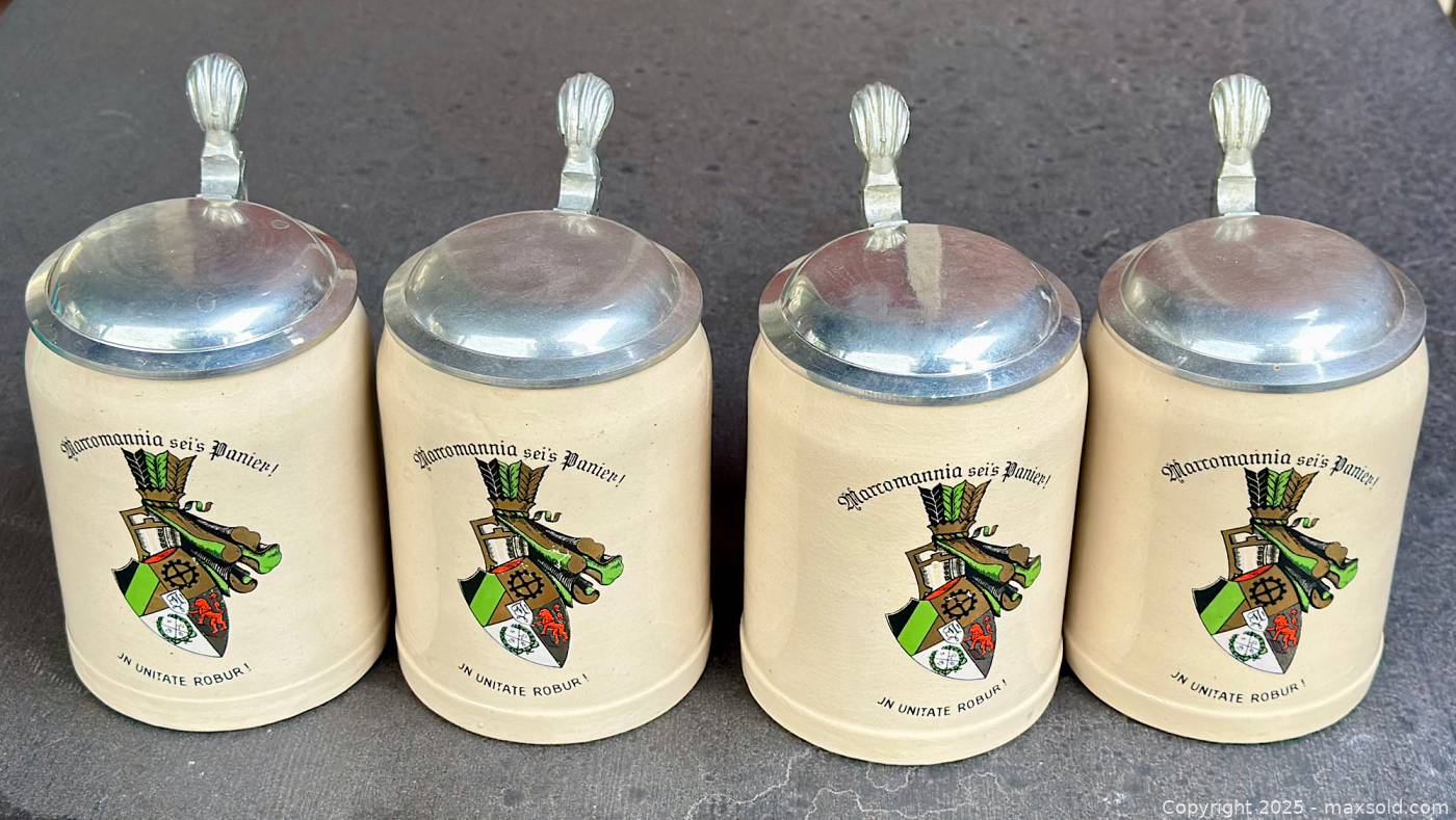 German Stoneware Student Beer Steins Set of 4 | Maxsold