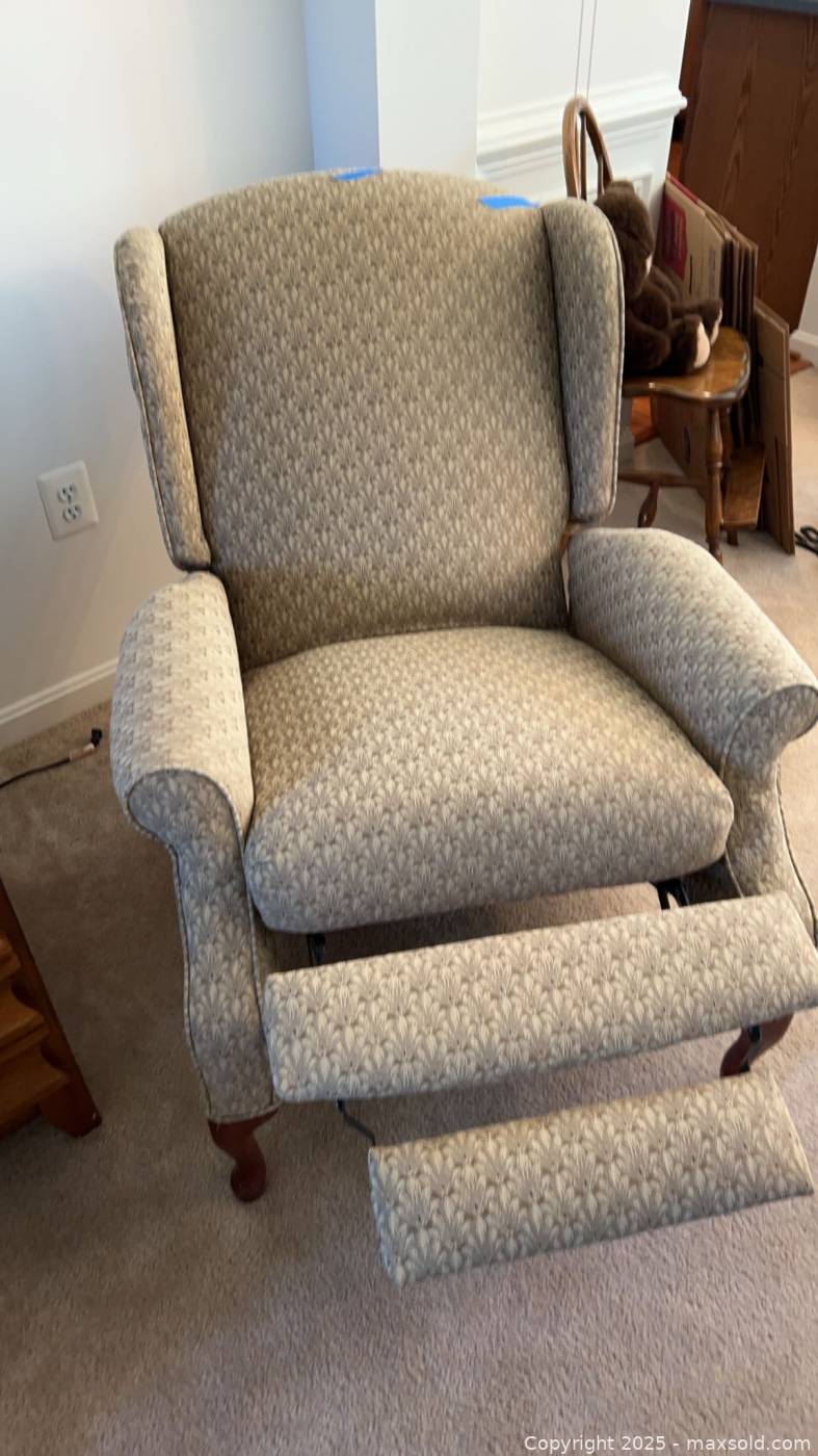 Manual push-back wingback recliner and wingback armchair | Maxsold