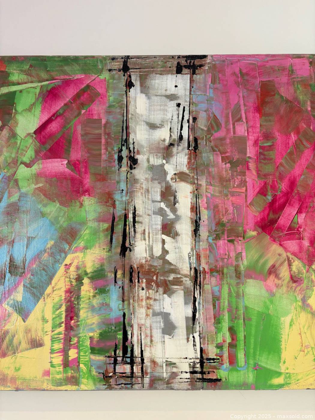 Acrylic abstract painting on canvas 60x30" | Maxsold
