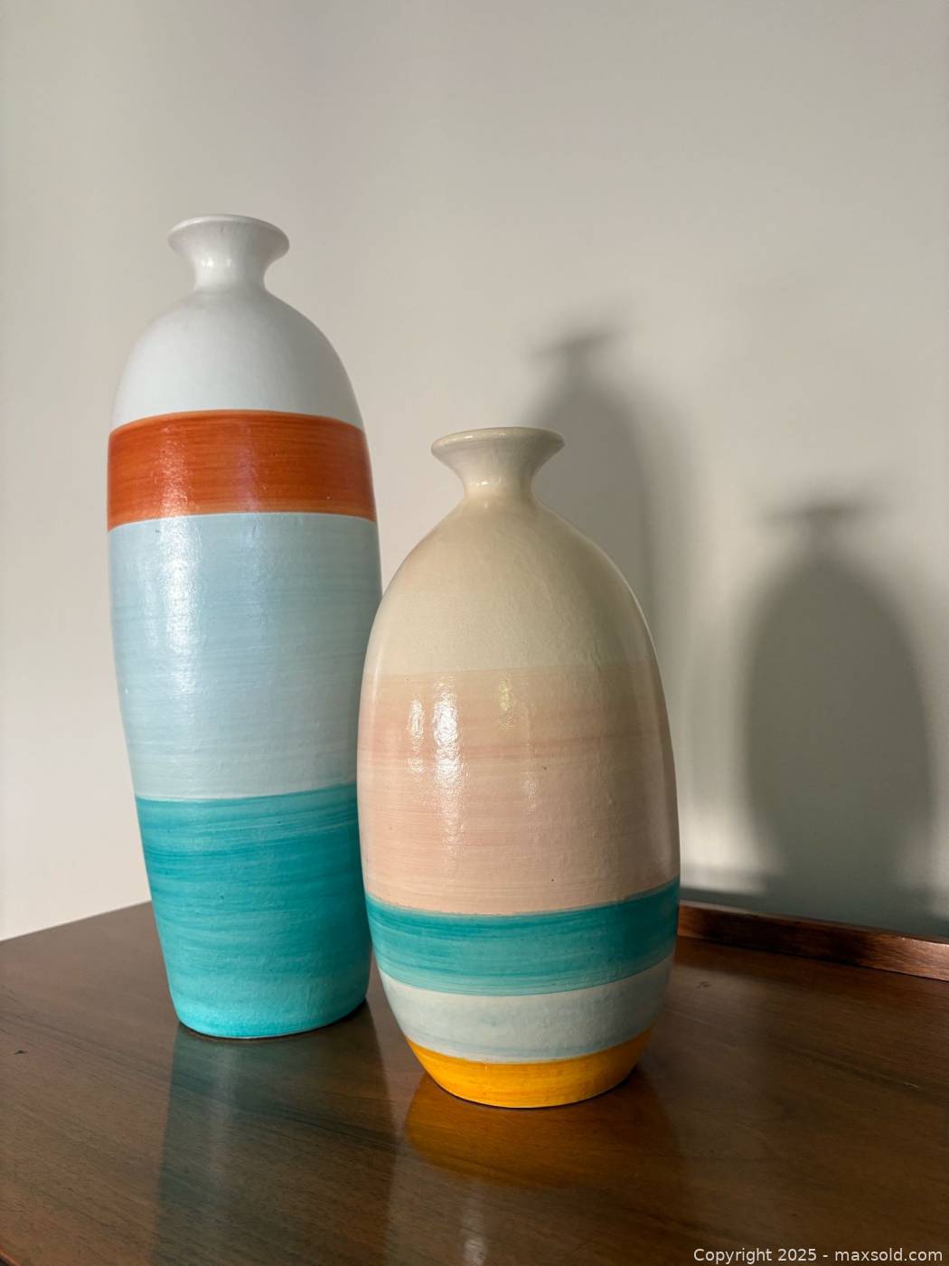 Structube ceramic color-block vases pair | Maxsold