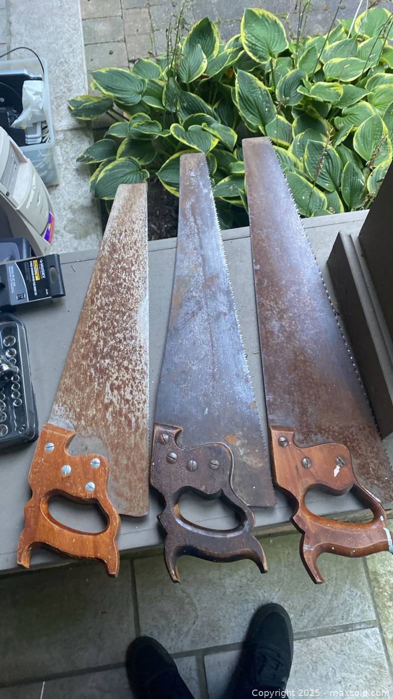 Lot of 3 vintage panel hand saws | Maxsold