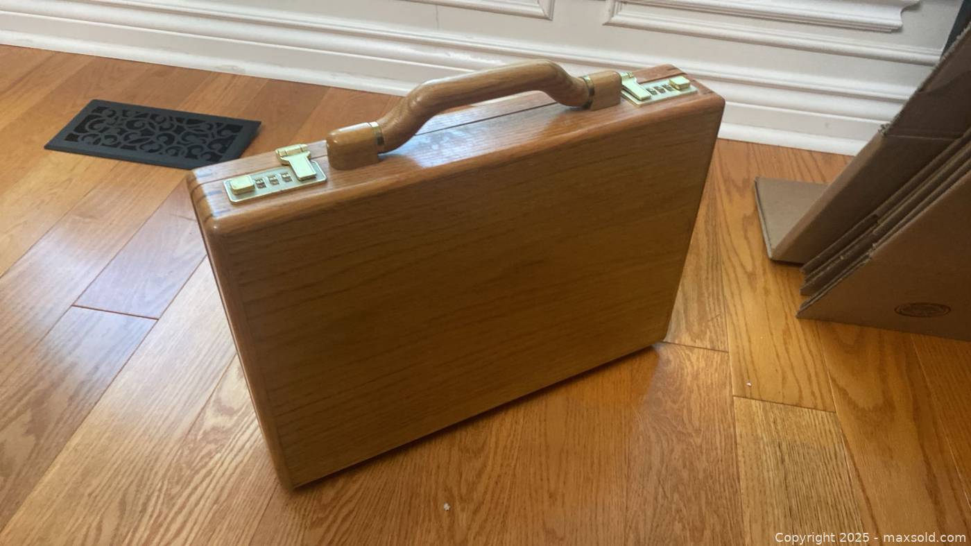 Wooden attaché briefcase dual combo latches | Maxsold