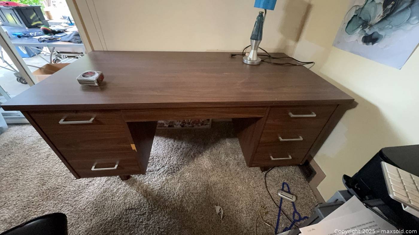 Espresso Solid Wood Double-Pedestal Office Desk | Maxsold