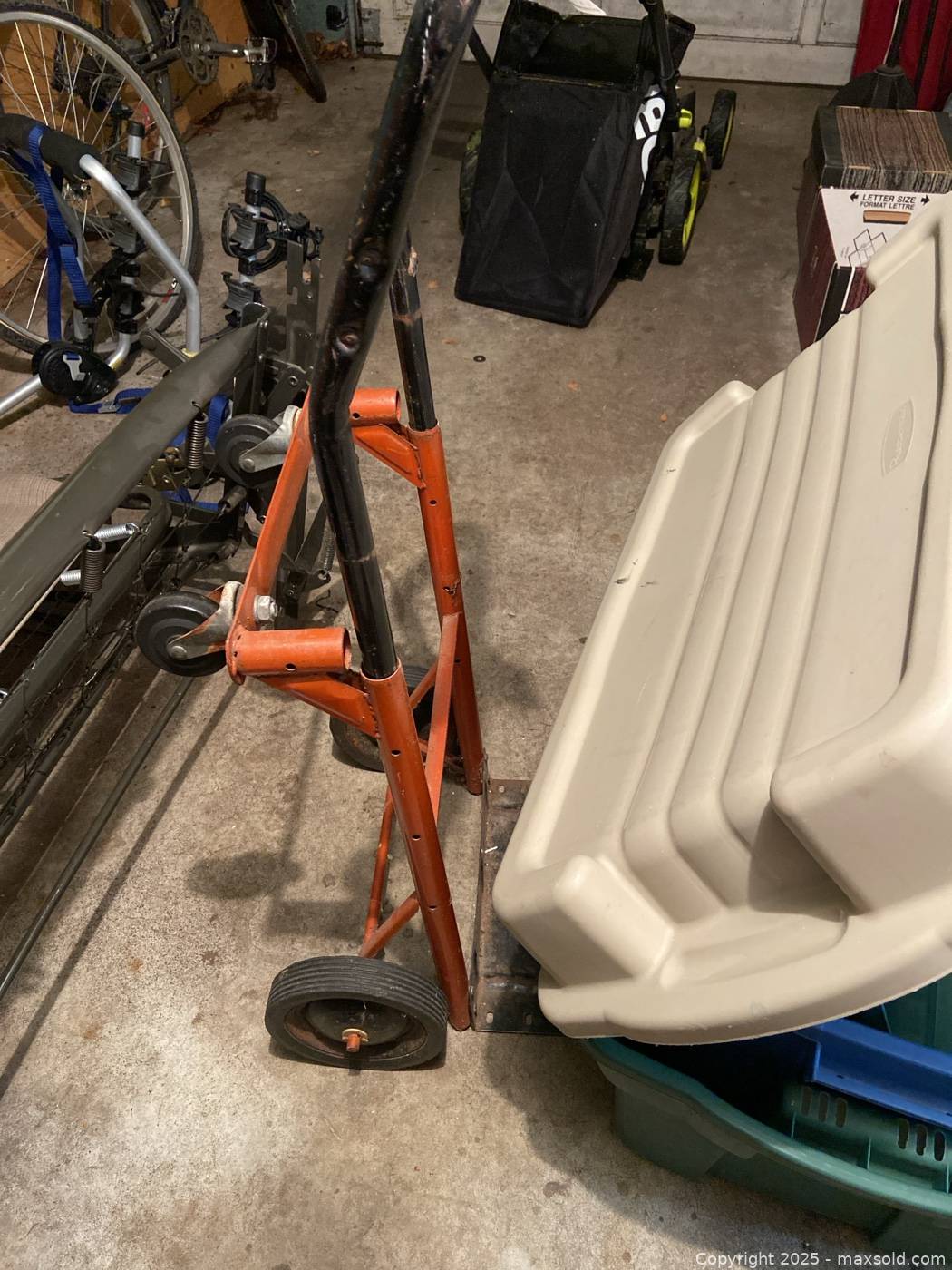 Hand truck and plastic storage totes | Maxsold
