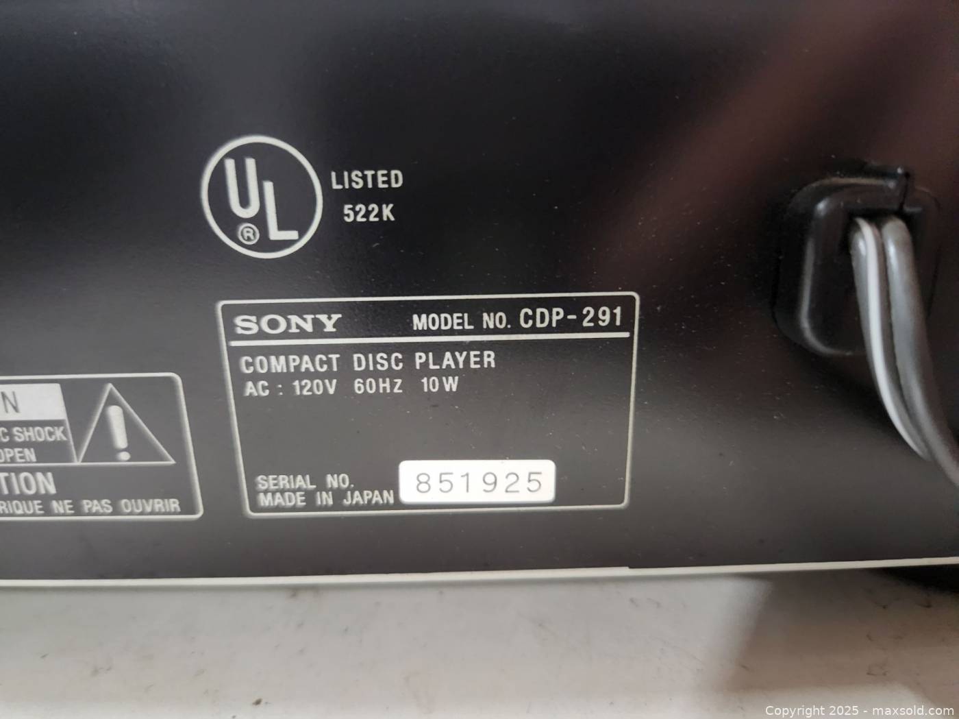 Sony CDP-291 Compact Disc Player | Maxsold