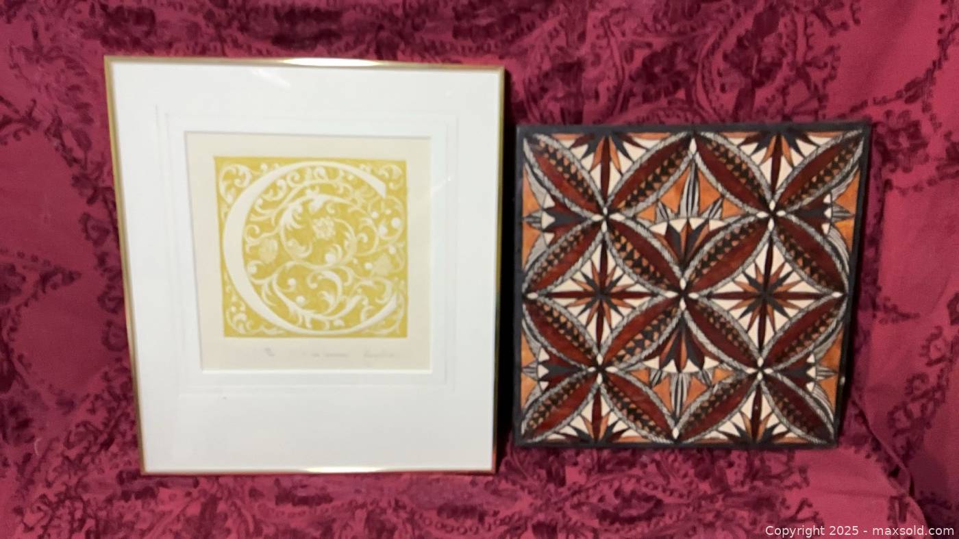 Nancy Reinkin Letter C Print & Samoan Wood Plaque | Maxsold