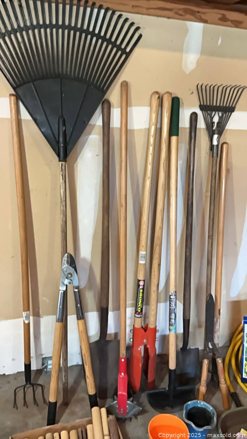 Yard and garden tools with cart | Maxsold
