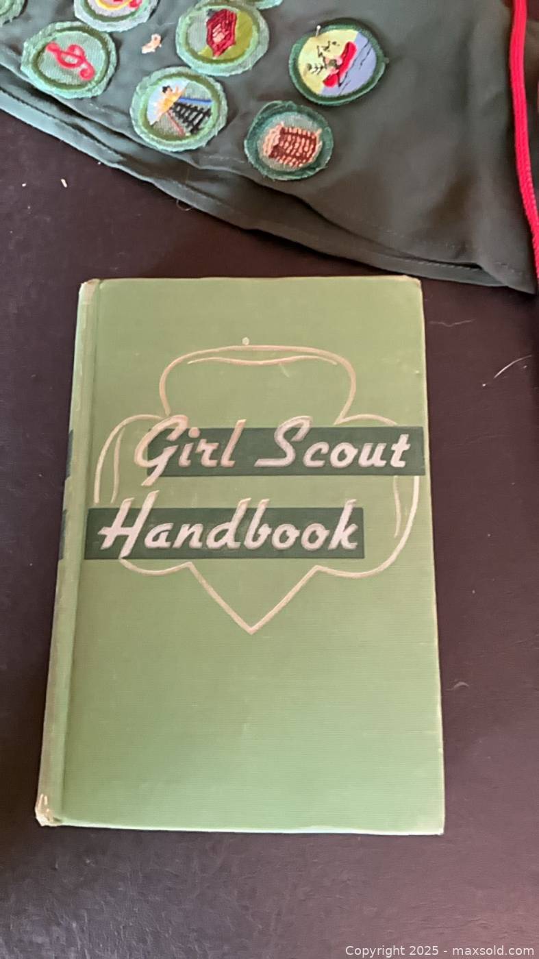 Girl Scout books, sash, patches, gavel | Maxsold