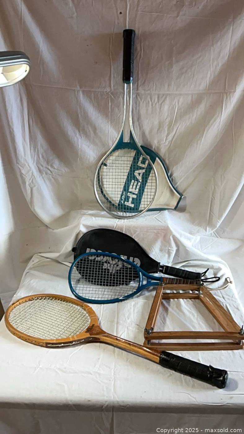 Wilson Chris Evert wood tennis racket press, Head aluminum tennis ...