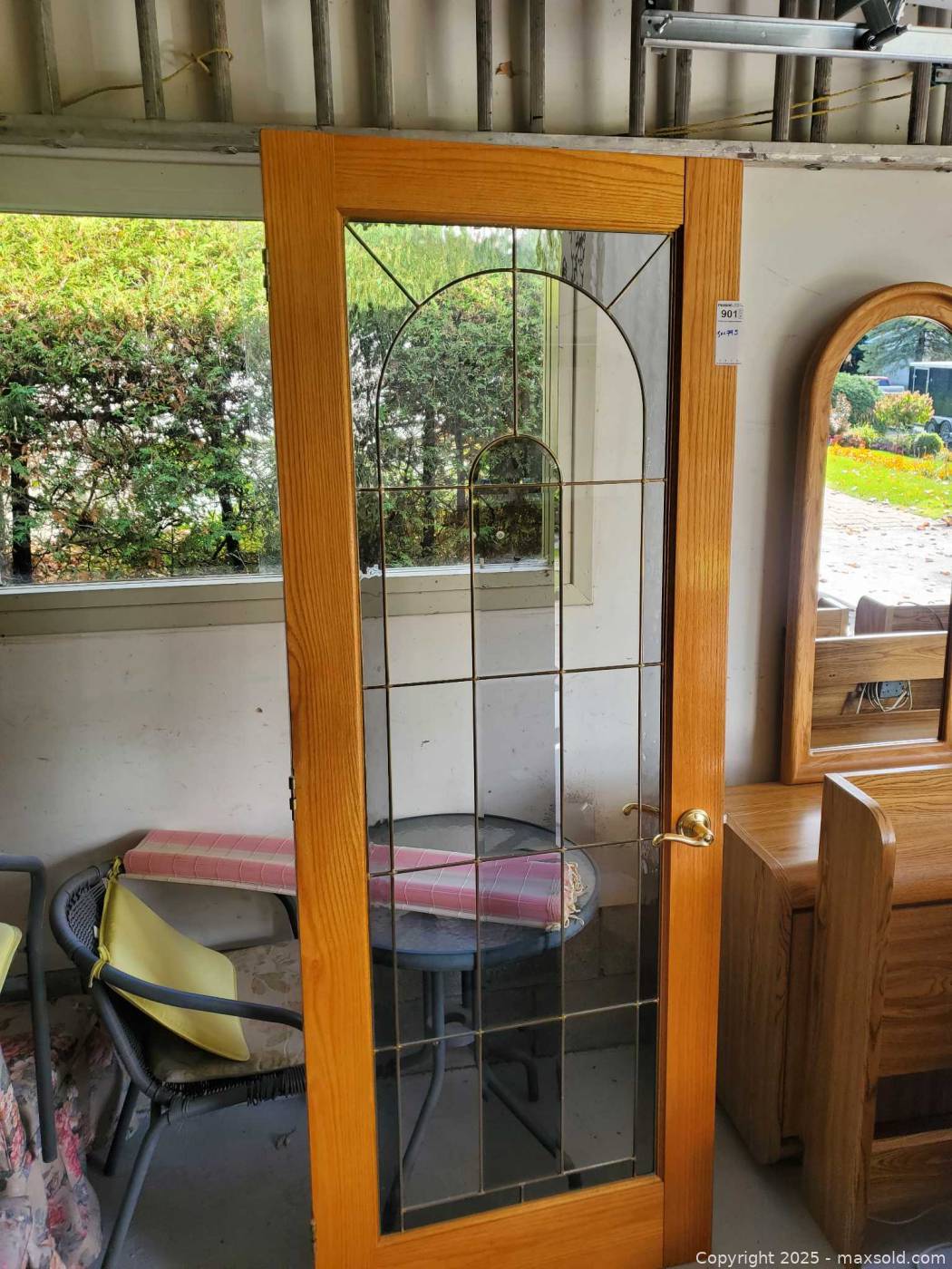 Oak Full-Lite Leaded Glass Interior Door | Maxsold