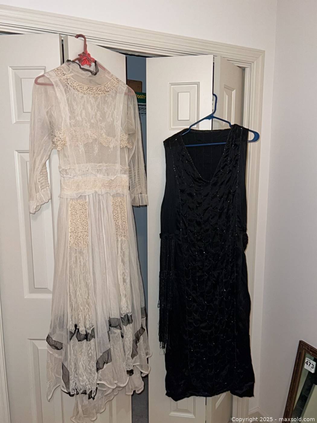 1920s Black Flapper Dress And Edwardian Lace Gown | Maxsold