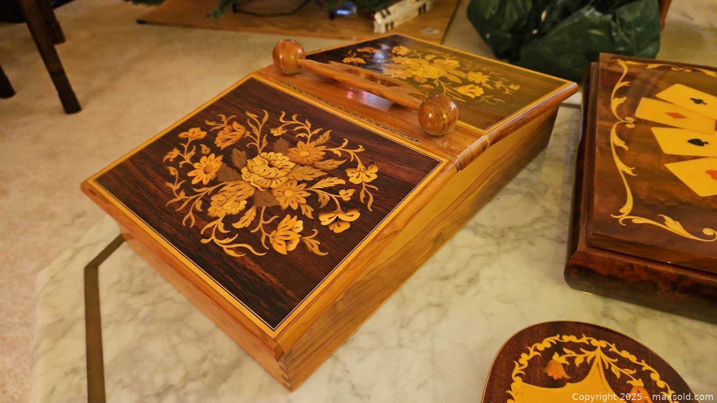 Wooden Marquetry Boxes, Game & Music Box, 12 pcs | Maxsold