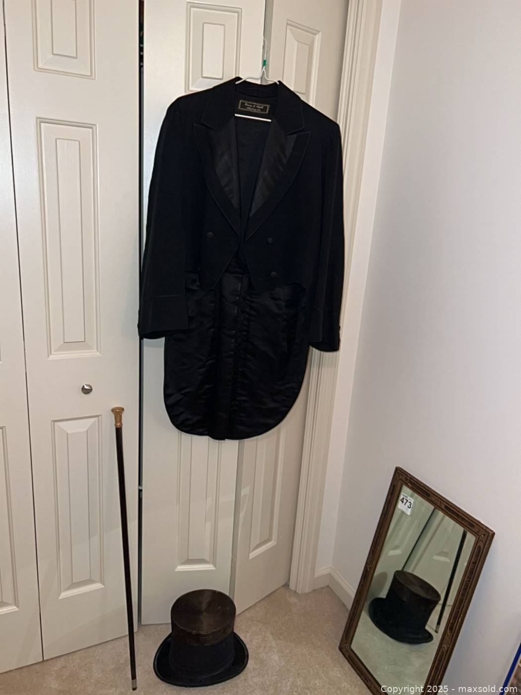 Early 20th C. Tailcoat, Top Hat and Cane | Maxsold