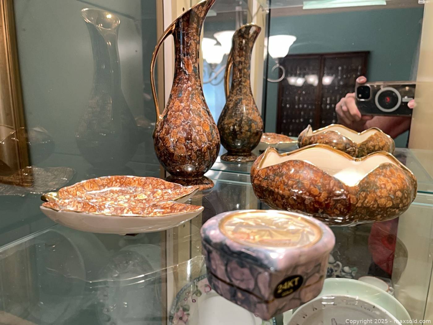 Holley Ross Brown Drip Glaze Ceramic Group | Maxsold