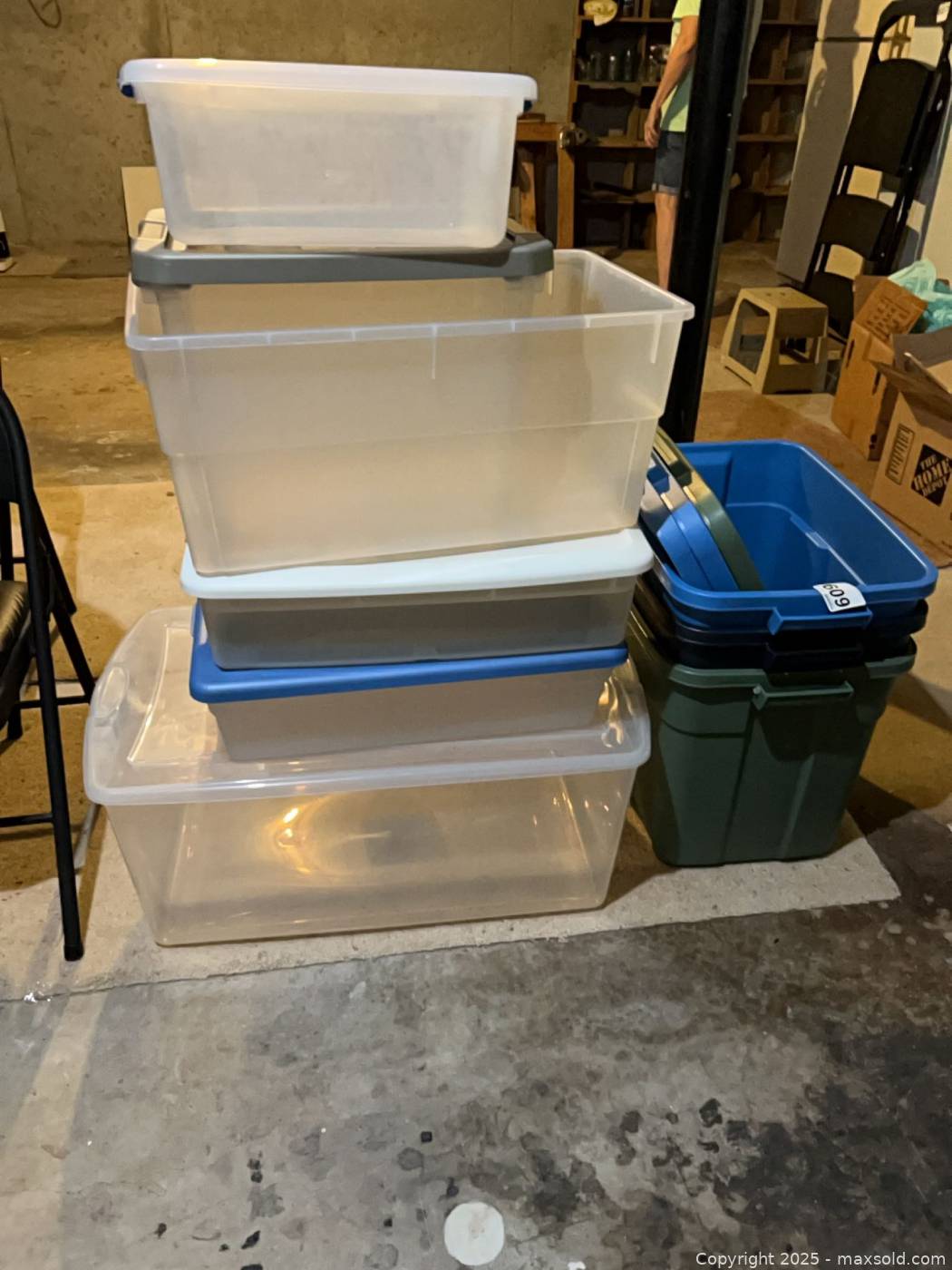 Assorted plastic storage totes with lids | Maxsold