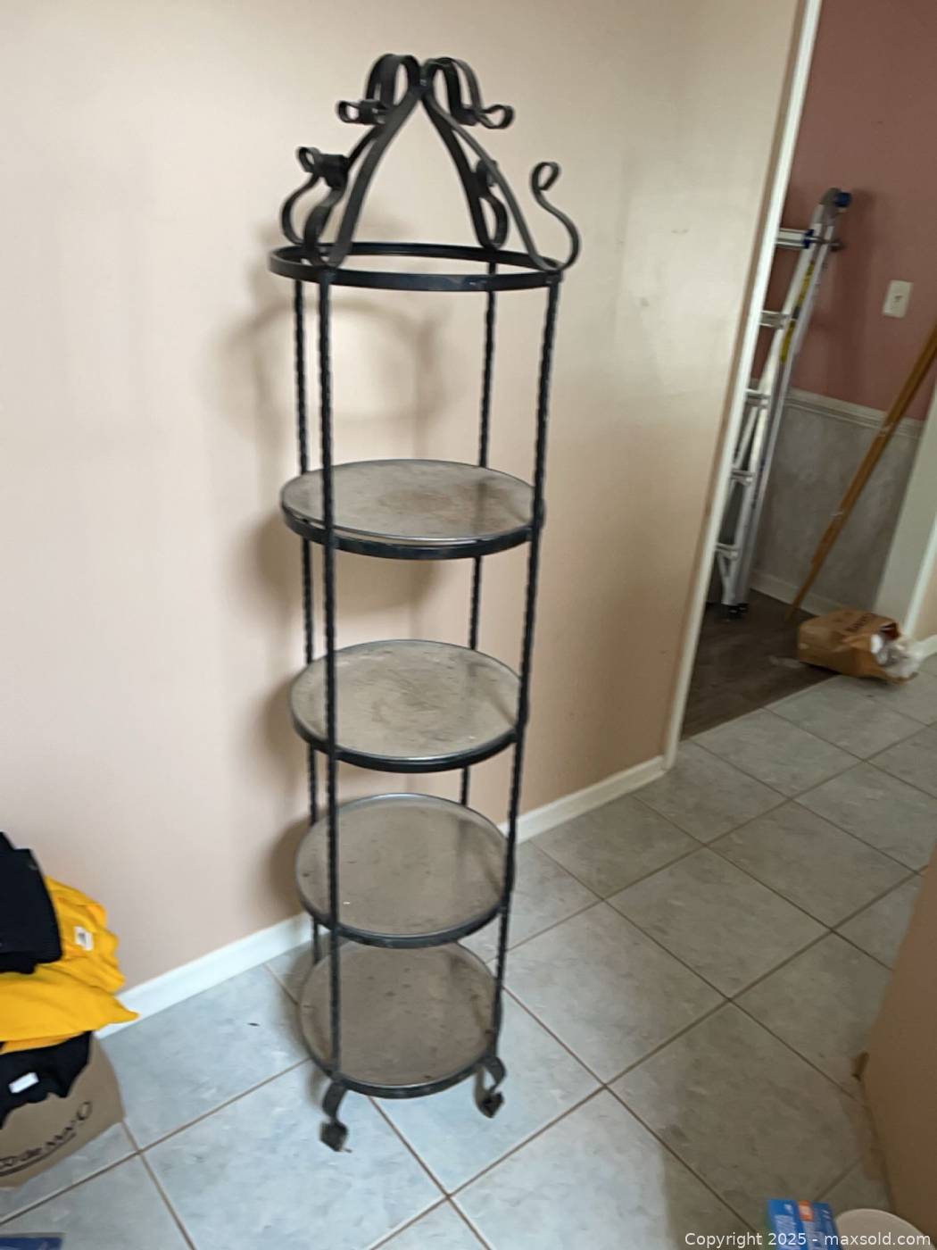 Bookcase and 4-tier round metal shelf | Maxsold