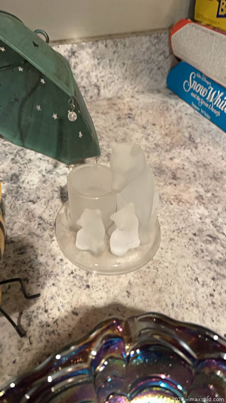 Carnival glass candy dish, pitcher, candle holders and decor | Maxsold