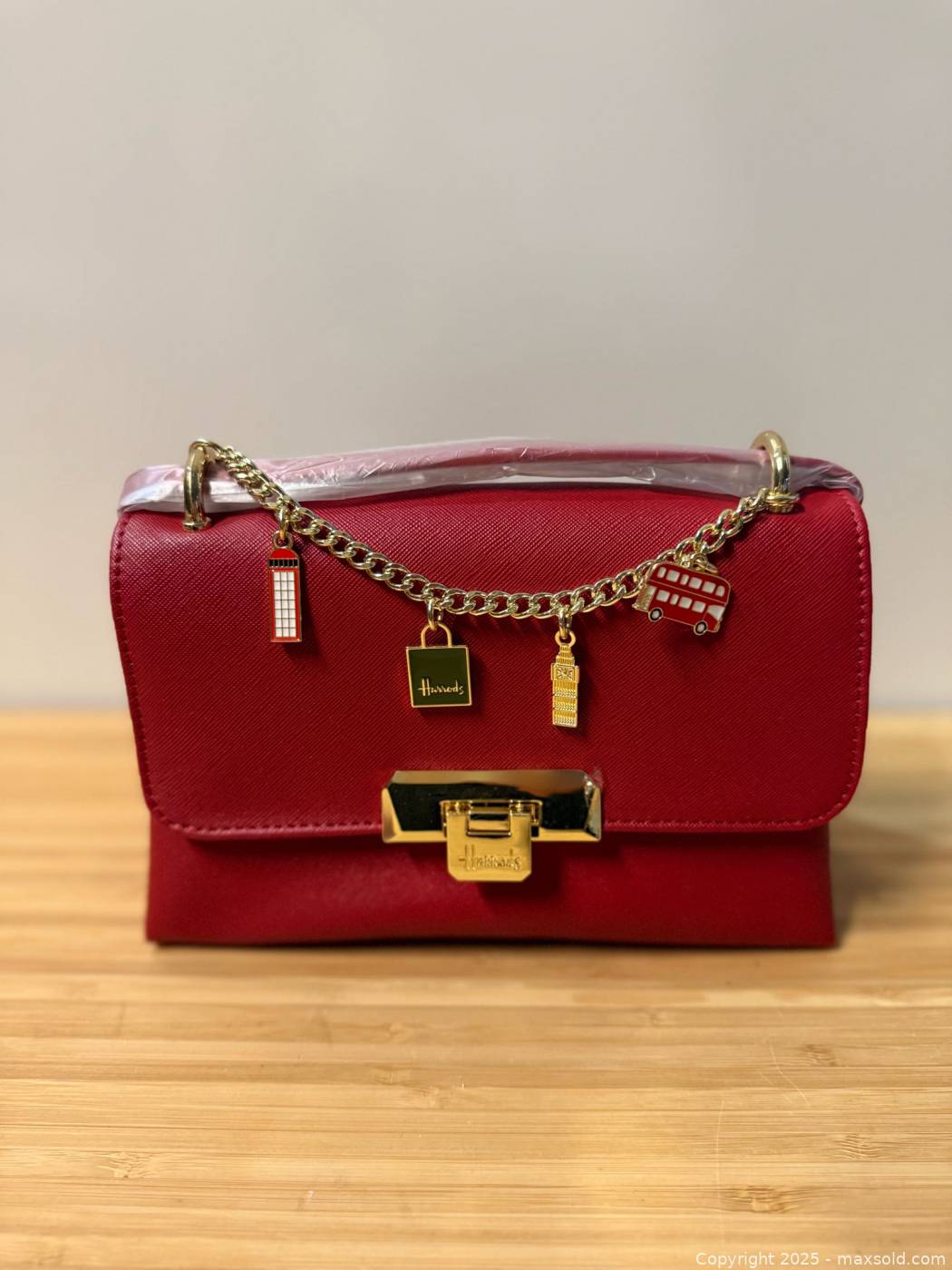 Harrods London Charms Red Crossbody Bag | Maxsold