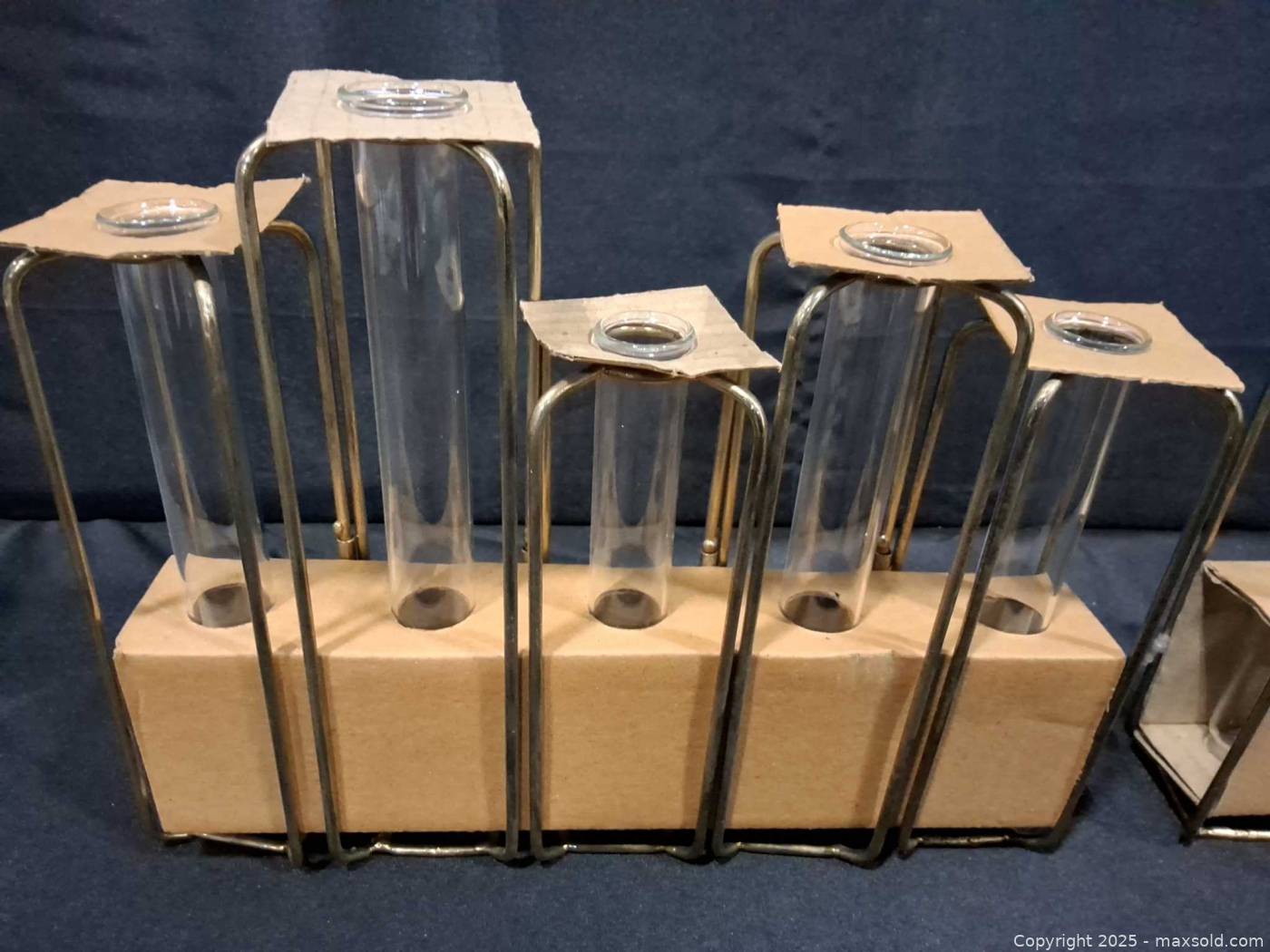 Two 7-tube glass bud-vase stands & white wrap | Maxsold