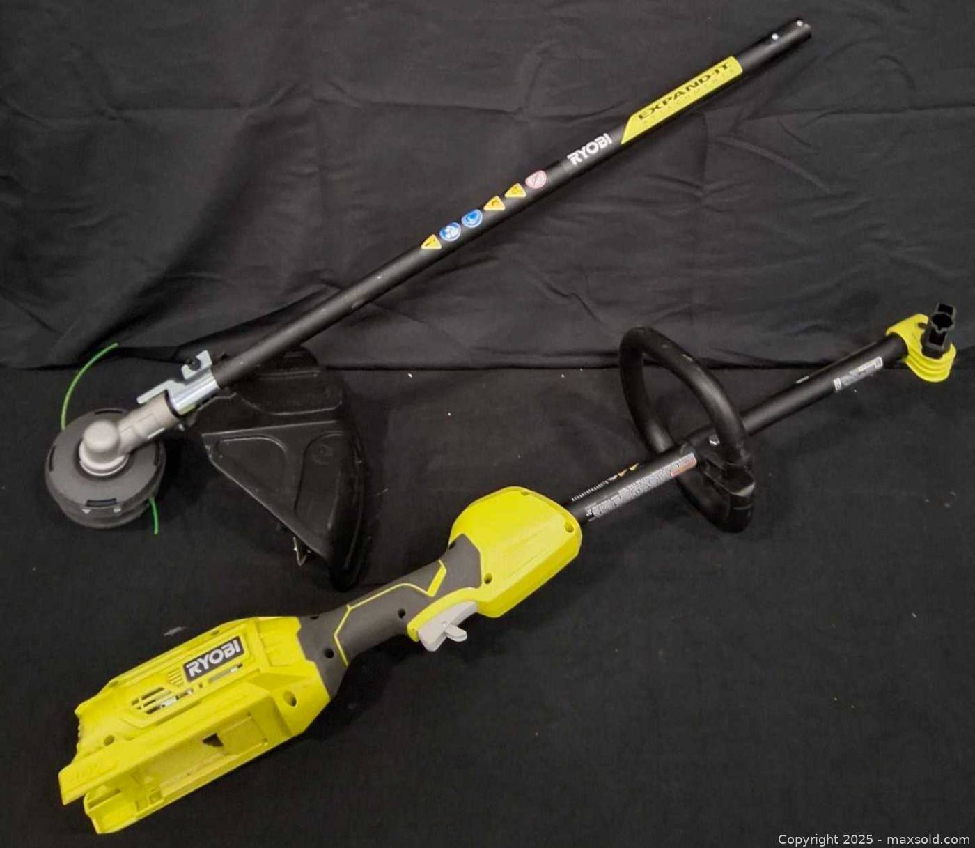 Ryobi cordless string trimmer with three long-handled yard tools | Maxsold