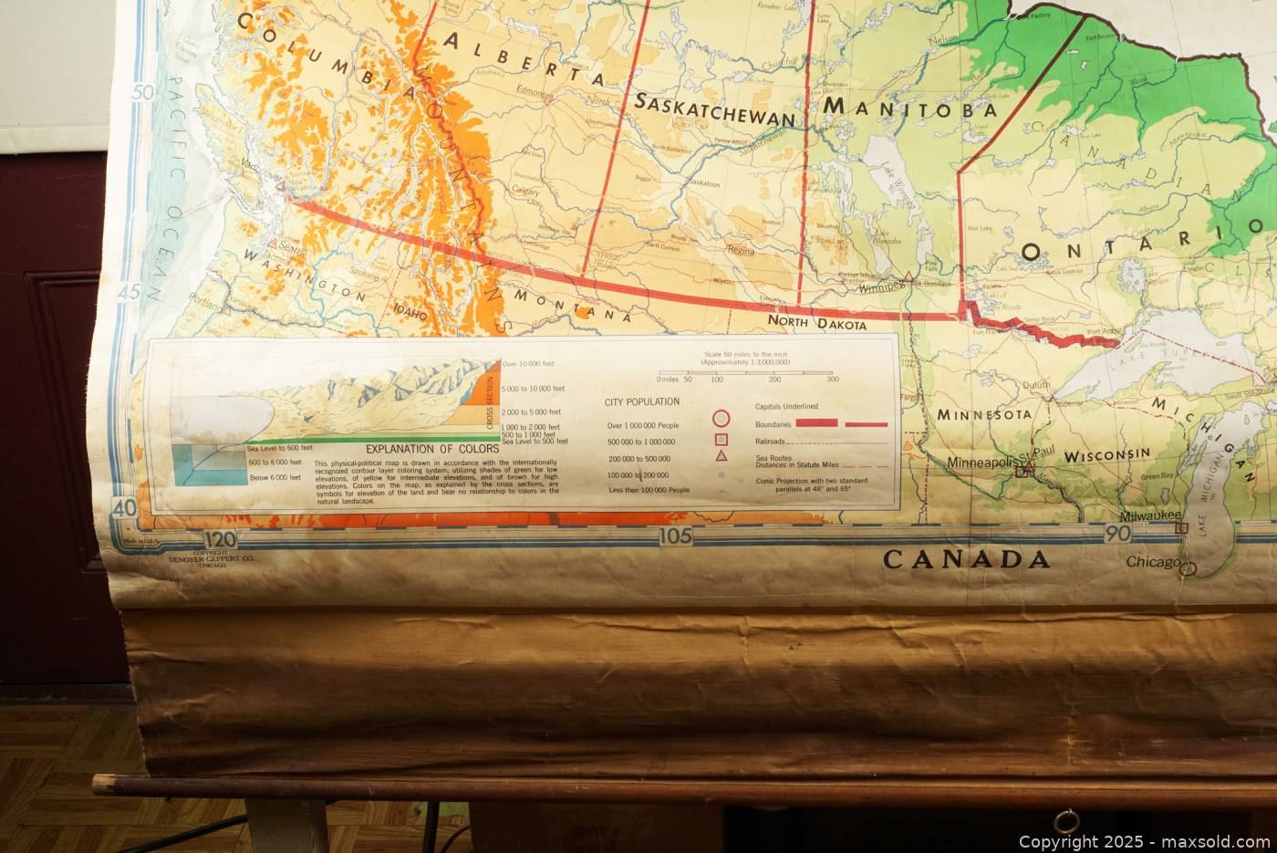 1952 Denoyer-Geppert Wall Map of Canada | Maxsold