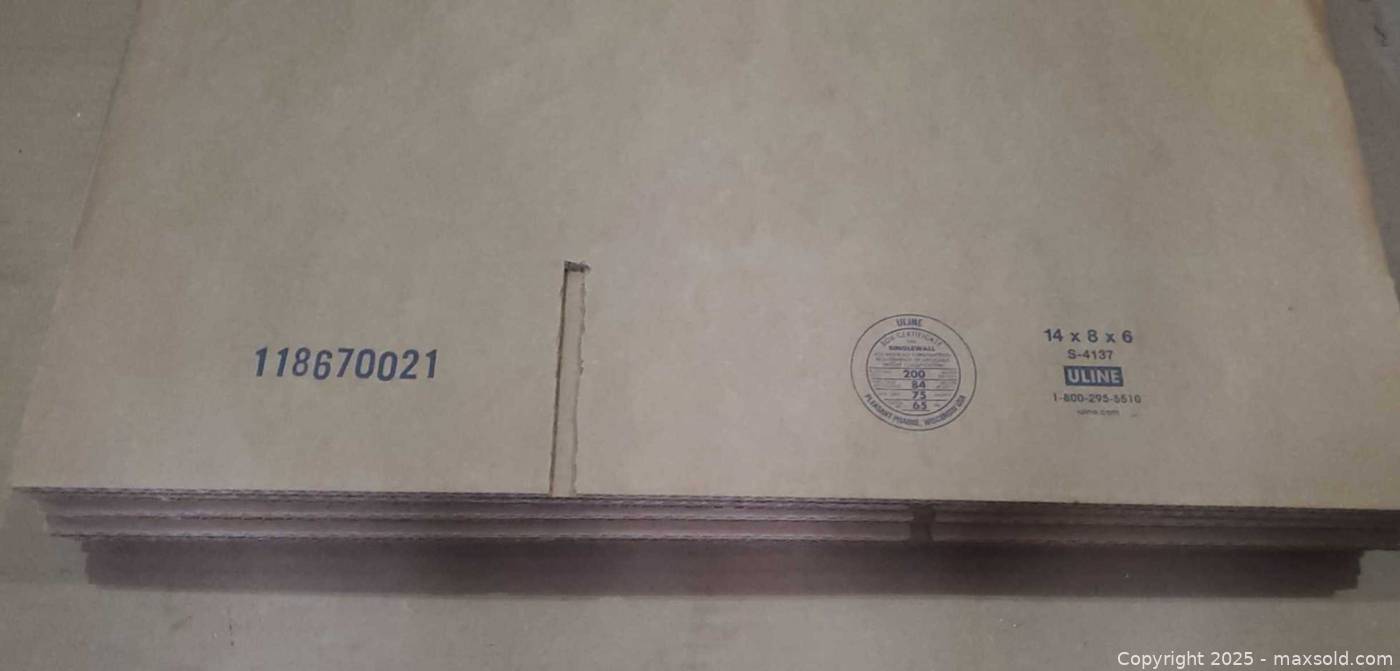 Uline corrugated boxes S-1437 14x8x6, 7 new | Maxsold
