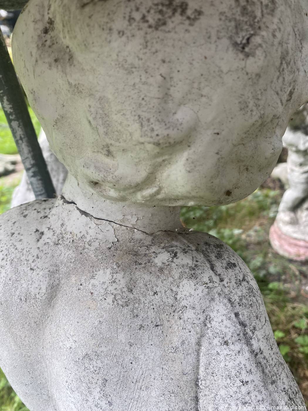 Concrete boy and girl umbrella statue 38in | Maxsold