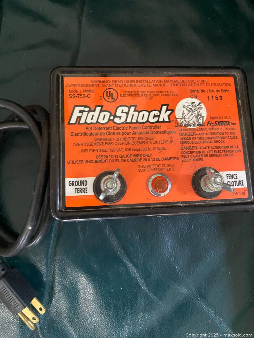 Fido-Shock SS-750-C electric fence controller | Maxsold