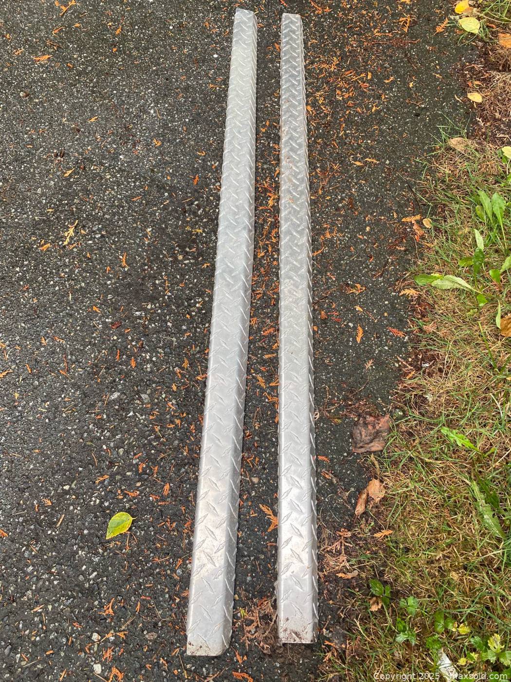 Pair aluminum diamond-plate pickup bed side rails approx 6 ft | Maxsold