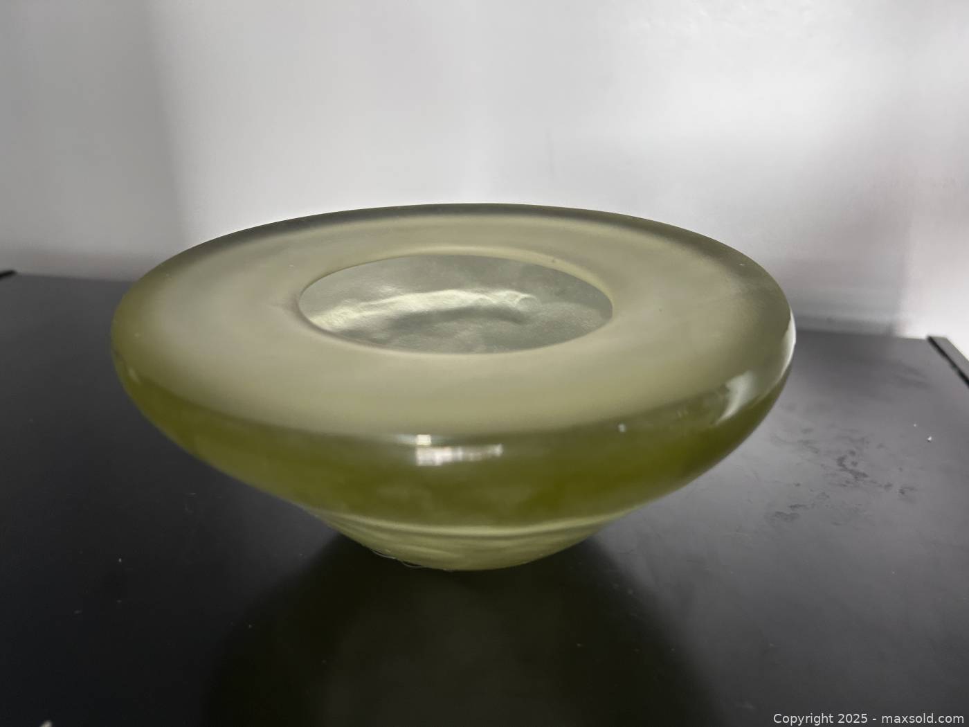 Chartreuse Green Art Glass Mushroom Lidded Bowl | Maxsold
