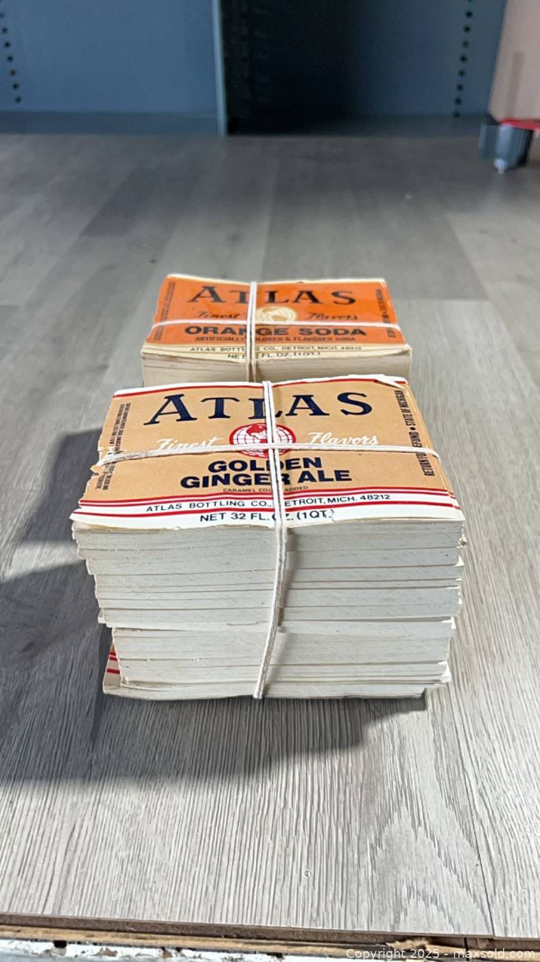 Vintage Atlas soda bottle labels | Maxsold