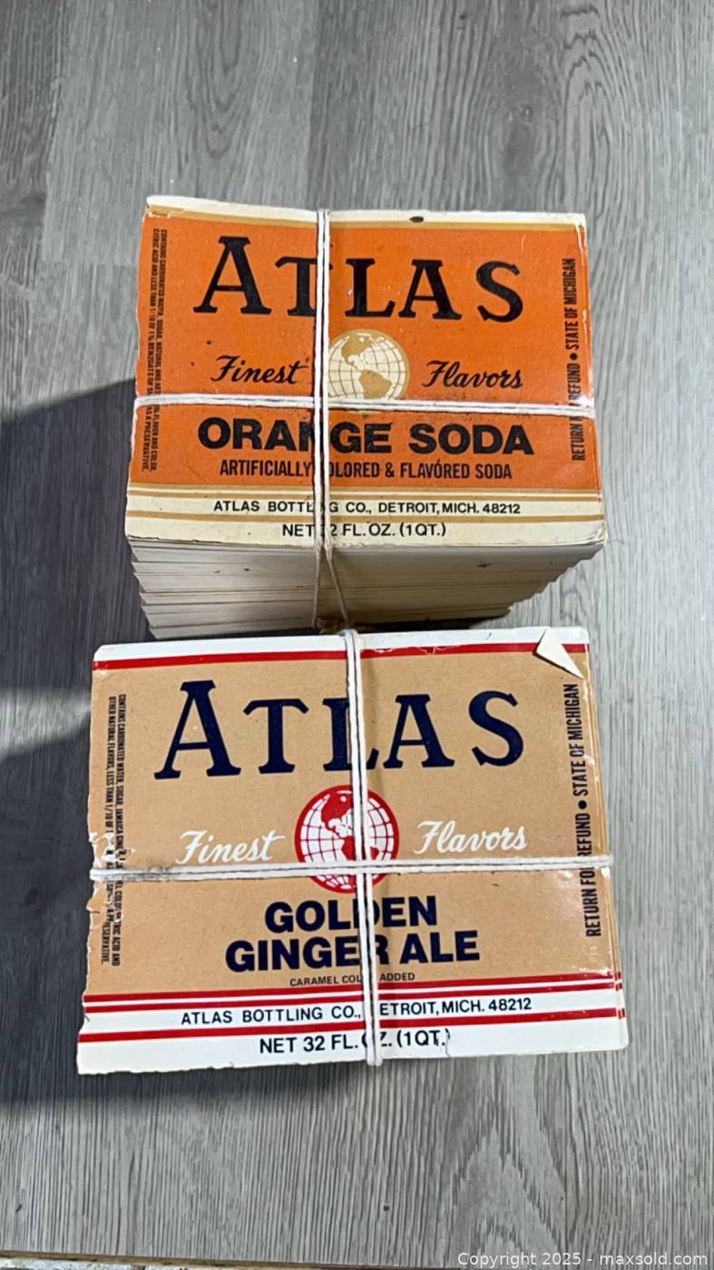 Vintage Atlas soda bottle labels | Maxsold
