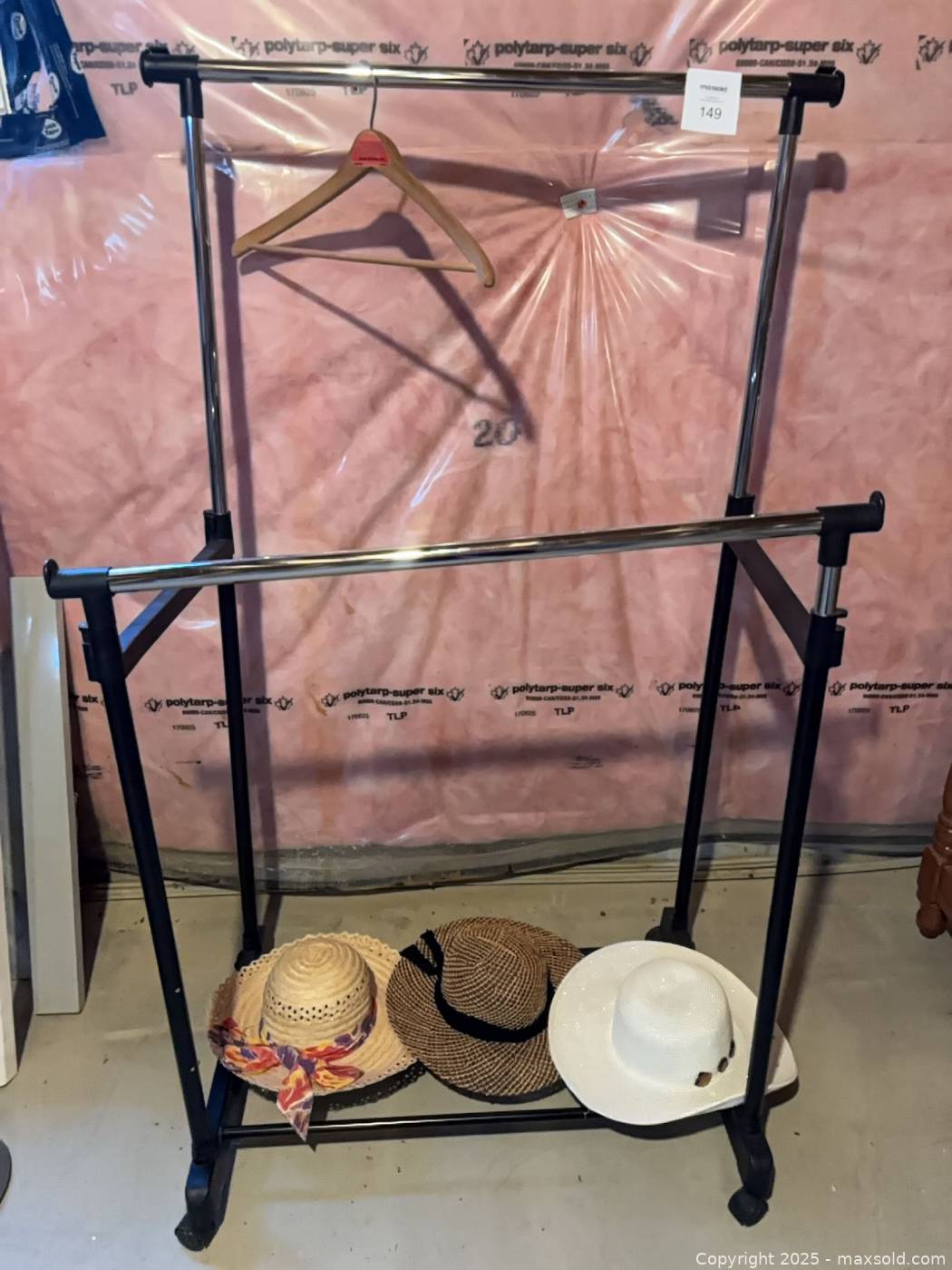 Adjustable Double-Rail Garment Rack, 3 Hats, Hanger | Maxsold