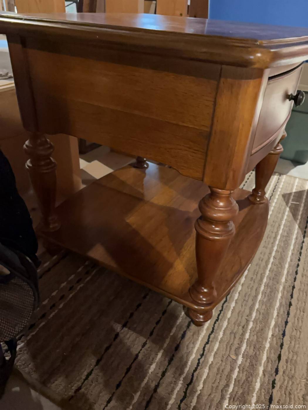 Canvas Napa table lamp and wood end table | Maxsold