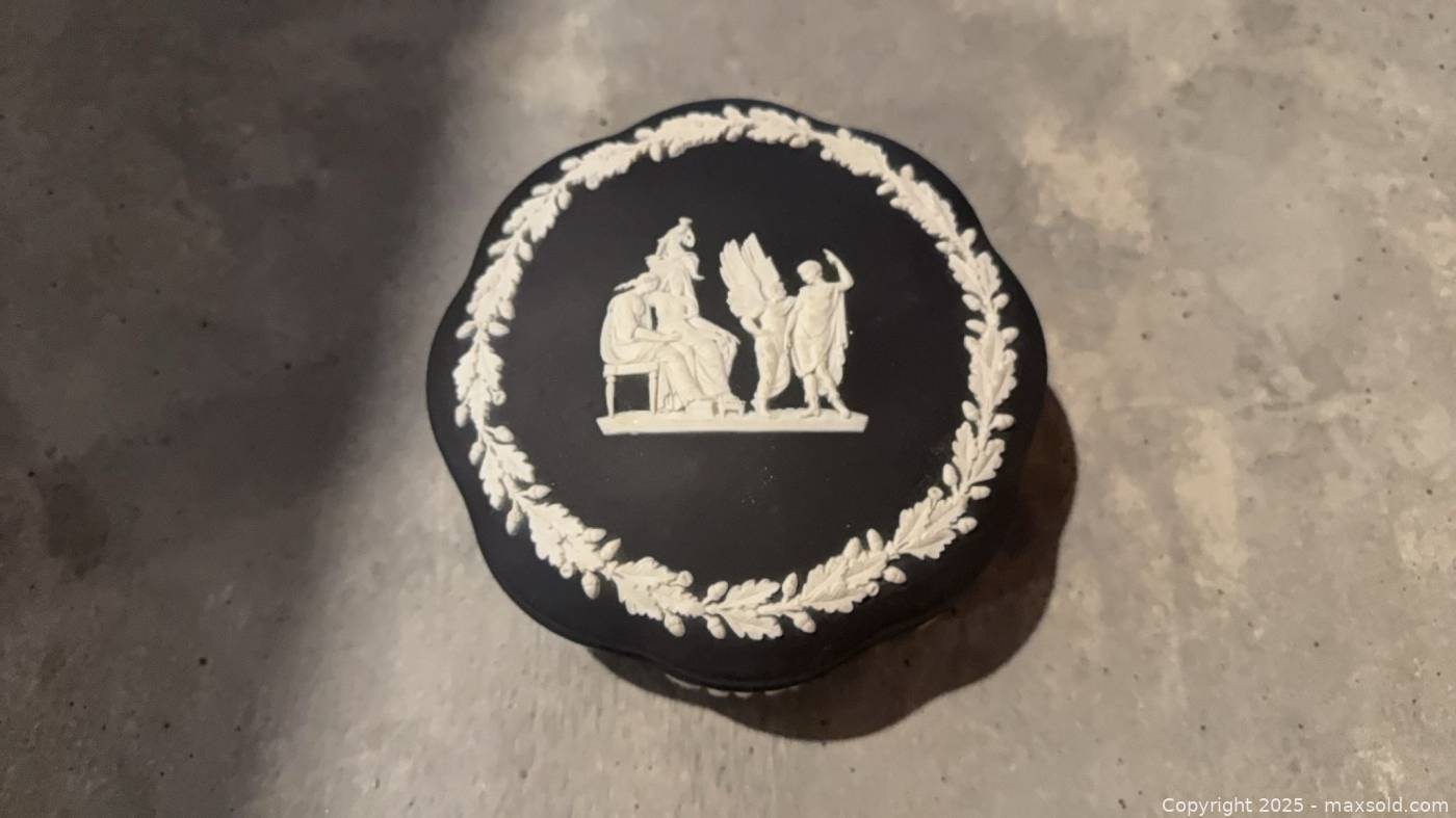 Wedgwood Black Jasperware Lidded Trinket Box | Maxsold