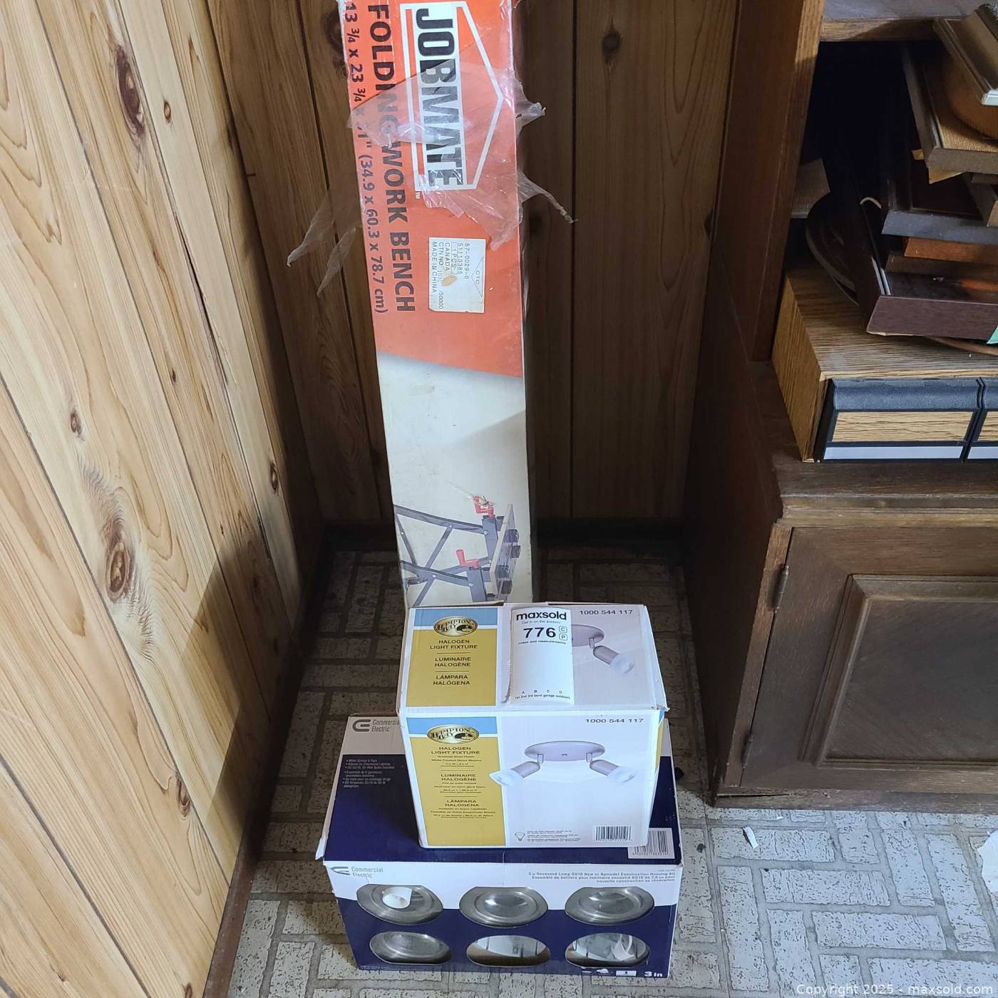 Folding work bench, recessed pot light kit and halogen ceiling light ...